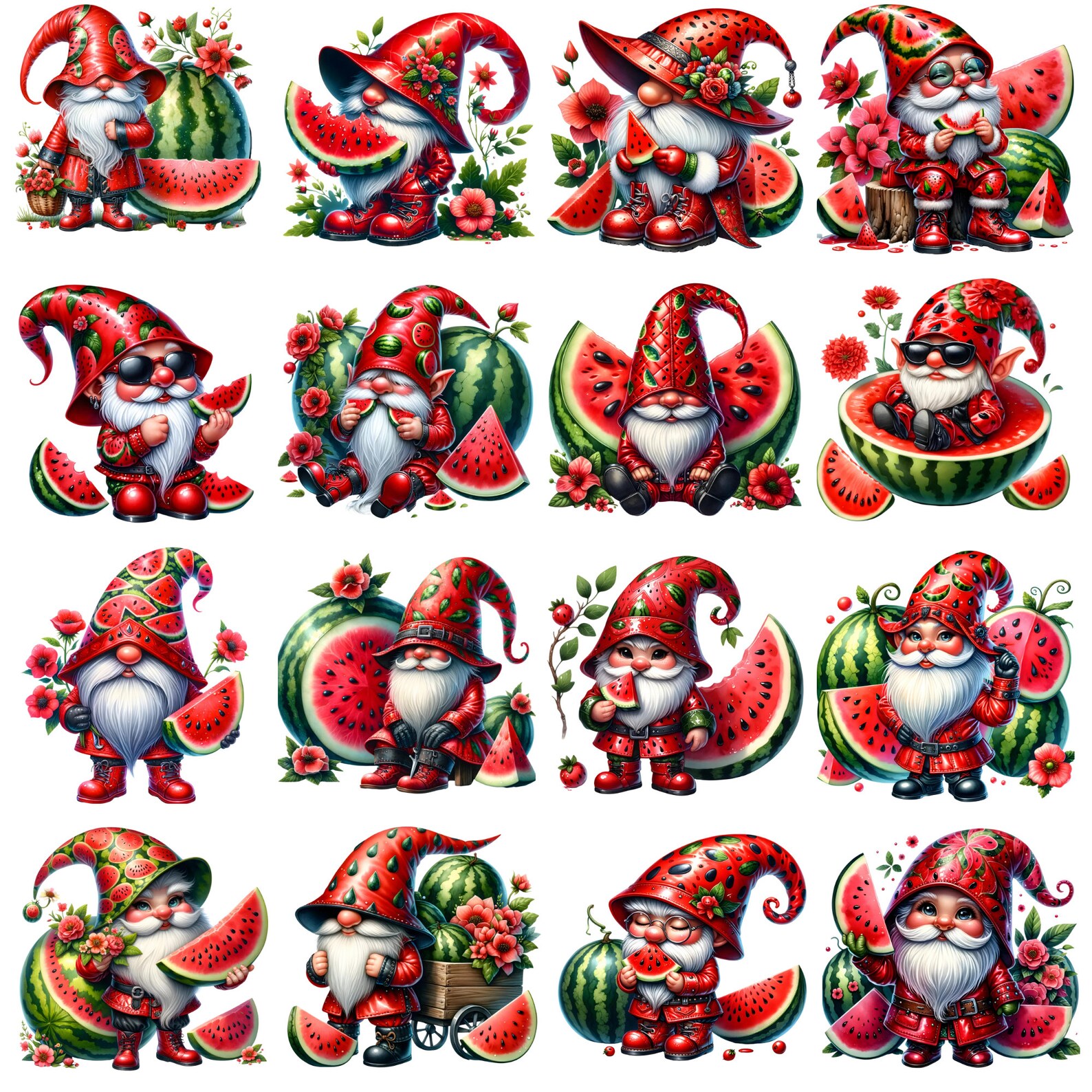 Watermelon Gnomes Clipart Png, Watermelon Png, Fruits Summer Garden ...