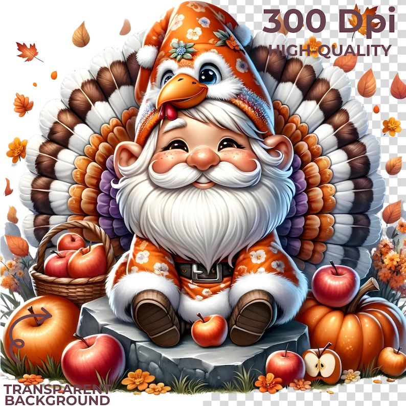 Thanksgiving Gnome Watercolor Clipart 24 Pngs Digital Download ...