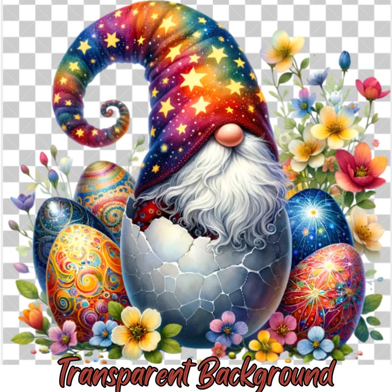 Whimsical Garden Gnome and Floral Easter Eggs Clipart Bundle ...