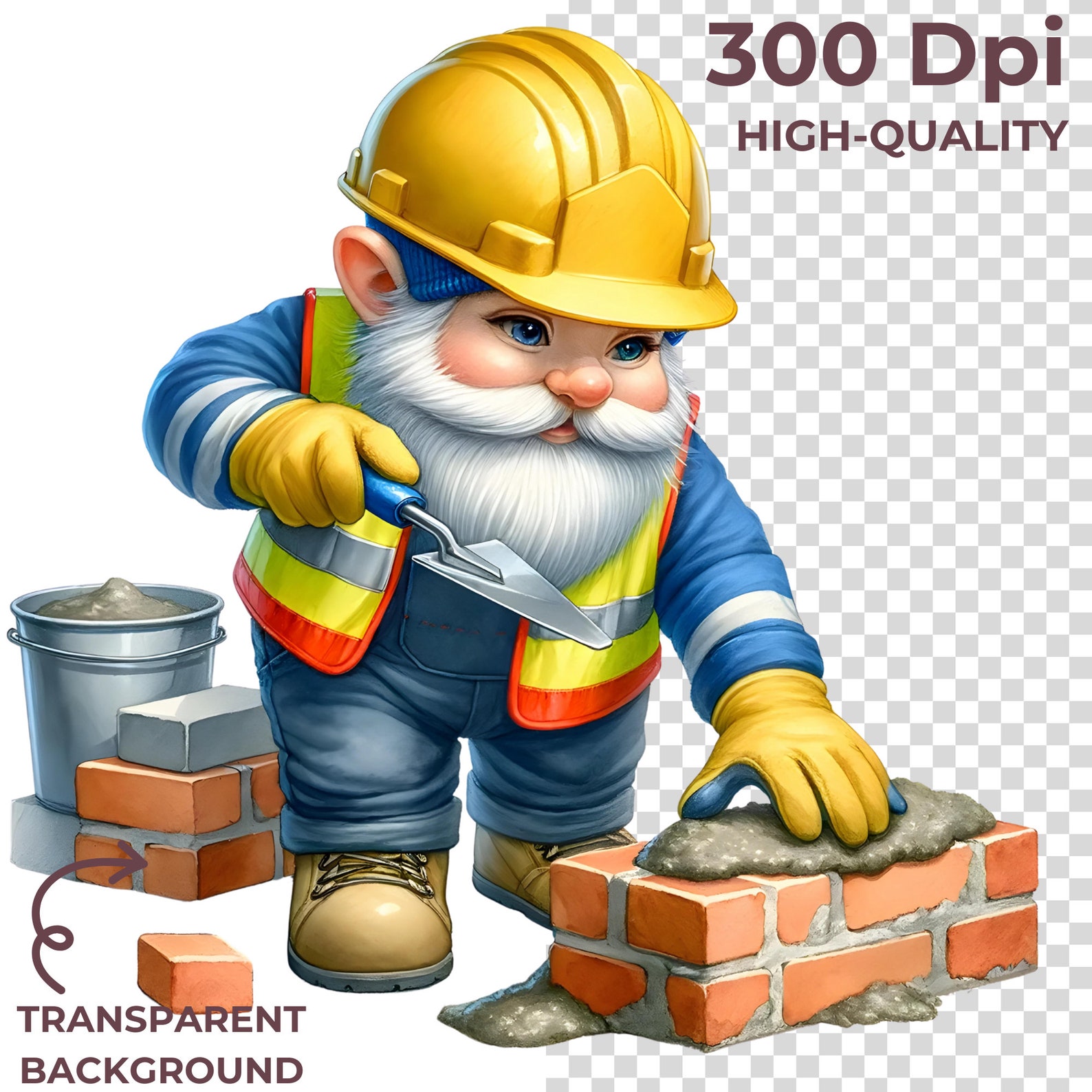 Construction Gnomes Builder Gnomes Watercolor Clipart, Construction Site Vehicles Excavator ...