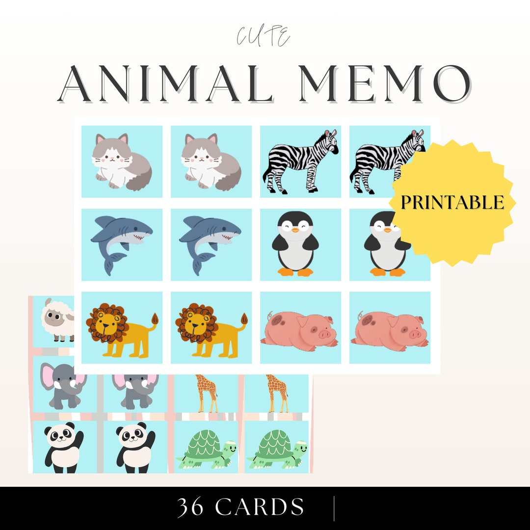 Printable Kids MEMO Kids Games Animal Memo Printable Game Kids Memory ...