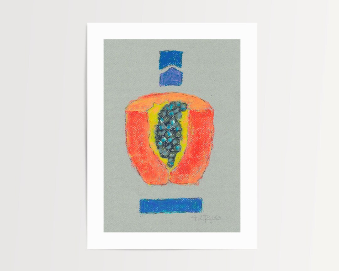 Contemporary Abstract Papaya Wall Art, Modern Wall Art, Framed Wall Art ...