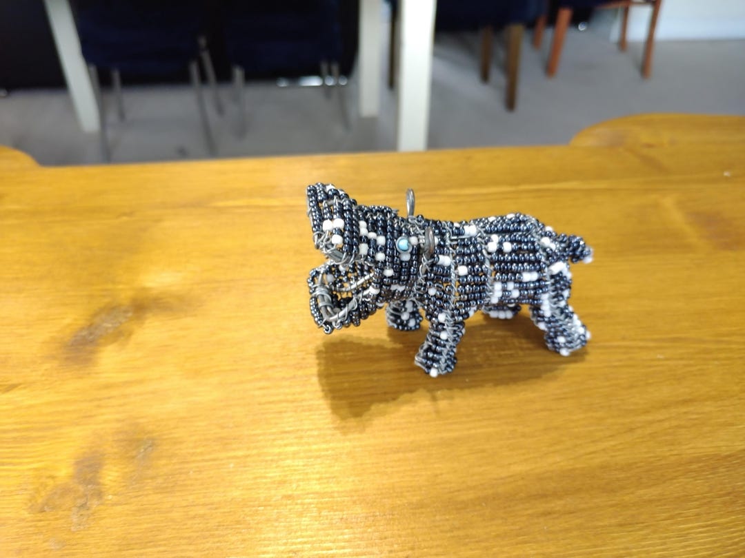 Grey and White Spotted Hippo African Animal Figurine. Handcrafted Wire ...