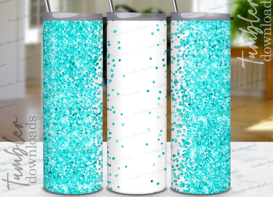 Turquoise Glitter Tumbler Wrap PNG: 20 Oz Skinny Seamless Design ...