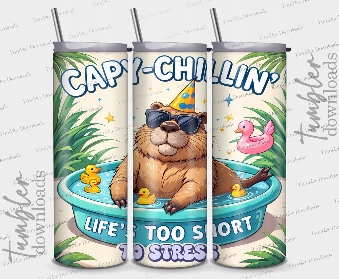 Cute Animal Design Capybara Tumbler Wrap PNG, Sublimation 20oz Skinny ...