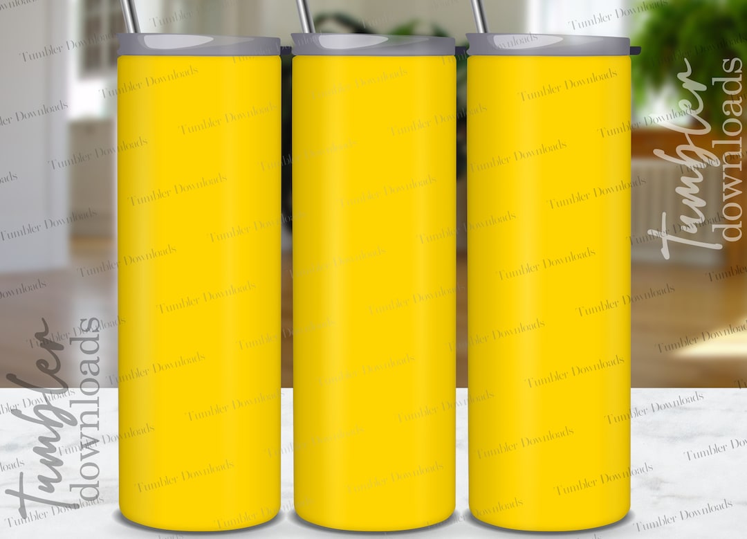 Solid Yellow Tumbler, 20 Oz Plain Tumbler Sublimation Design Yellow ...