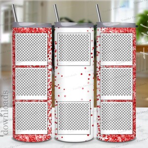Red Glitter Photo Frame Tumbler Wrap PNG, 20 Oz Skinny Tumbler ...