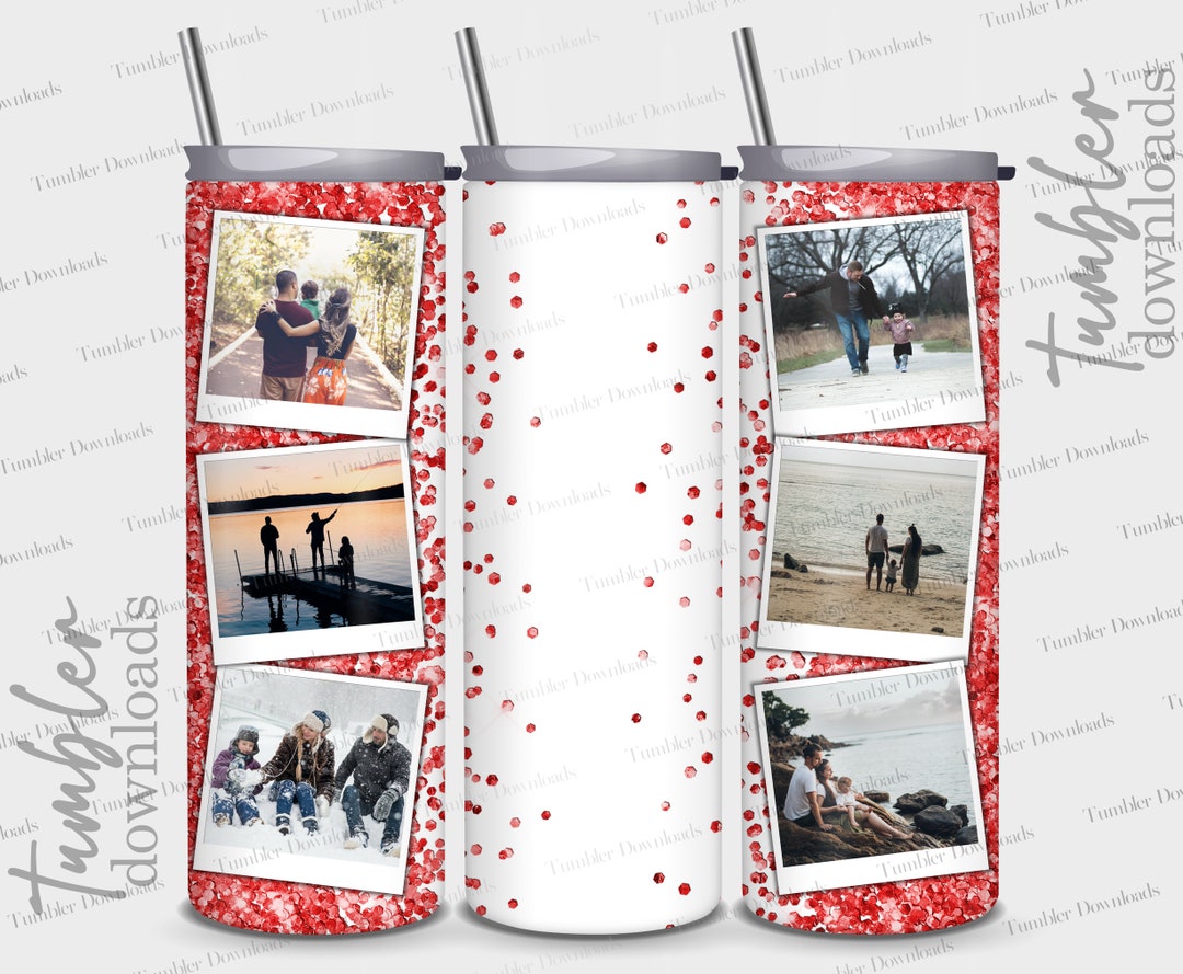 Red Glitter Photo Frame Tumbler Wrap PNG: 20 Oz Skinny Sublimation ...