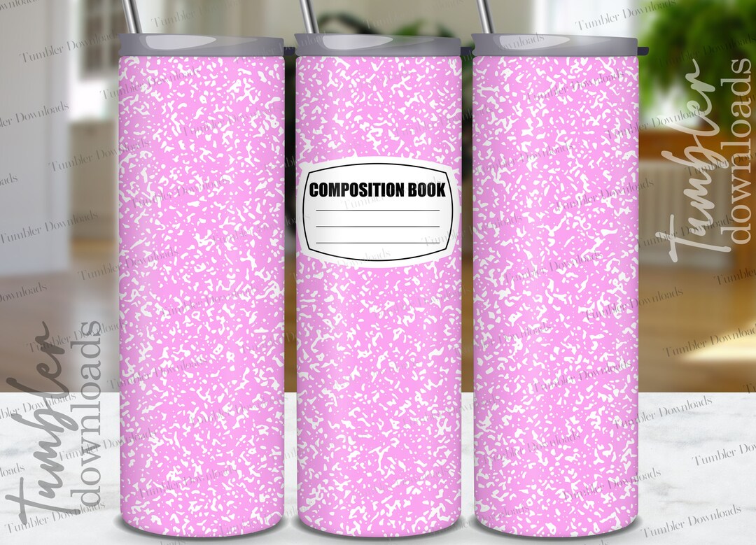 Pink Composition Book Tumbler Wrap PNG, Teacher Student School Tumbler ...