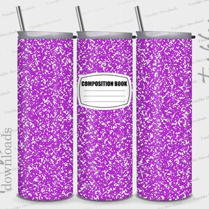 Purple Composition Book Tumbler Wrap PNG, Teacher Student School ...