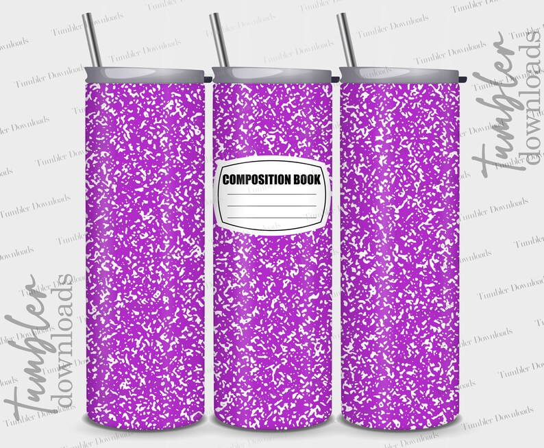 Purple Composition Book Tumbler Wrap PNG, Teacher Student School ...