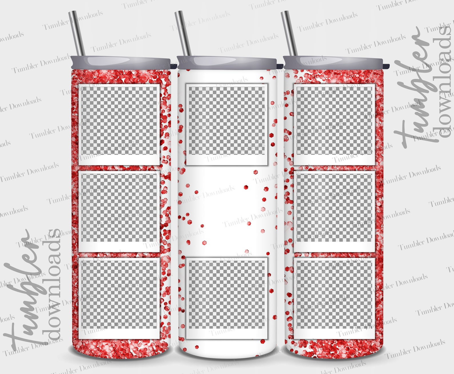 Red Glitter Photo Frame Tumbler Wrap PNG, 20 Oz Skinny Tumbler ...