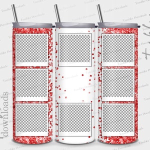Red Glitter Photo Frame Tumbler Wrap PNG, 20 Oz Skinny Tumbler ...