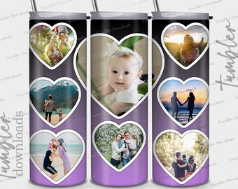 Heart Shaped Design Five Photo Tumbler for Family, Seamless Design ...