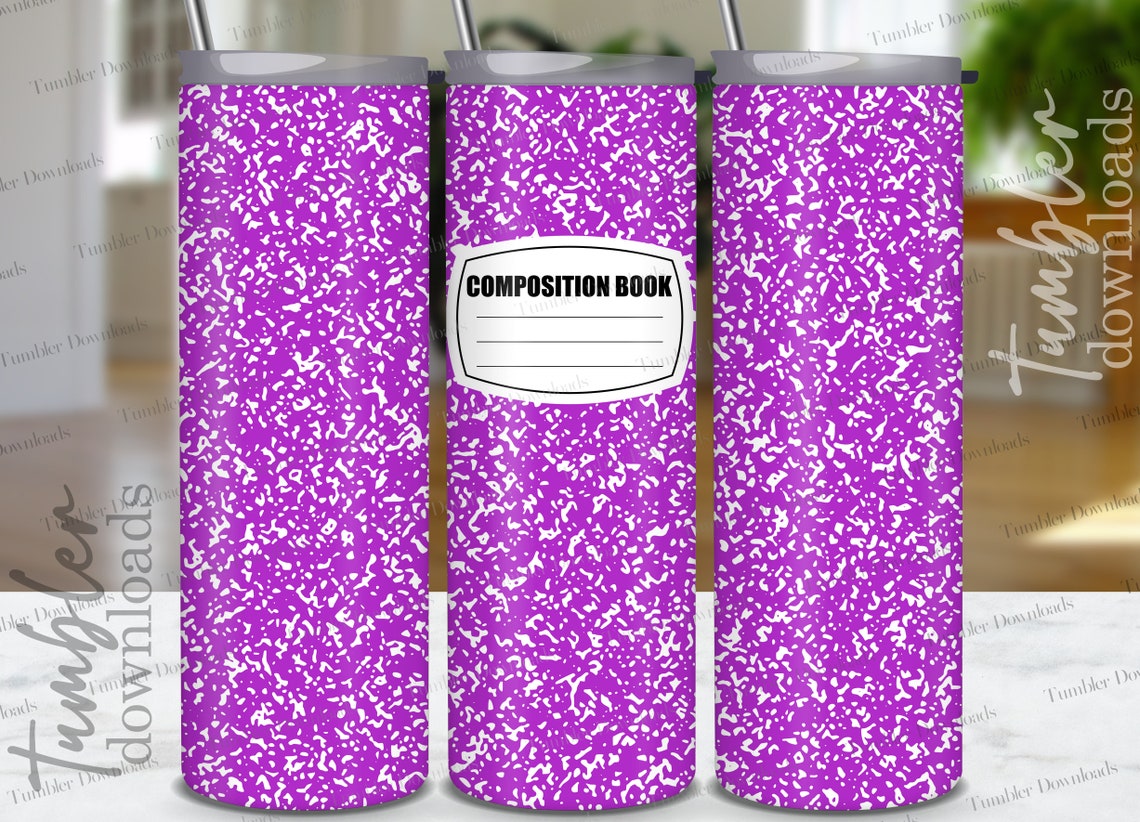 Purple Composition Book Tumbler Wrap PNG, Teacher Student School ...