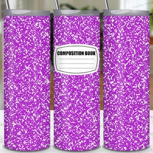 Purple Composition Book Tumbler Wrap PNG, Teacher Student School ...