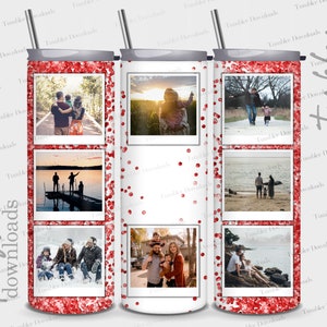Red Glitter Photo Frame Tumbler Wrap PNG, 20 Oz Skinny Tumbler ...