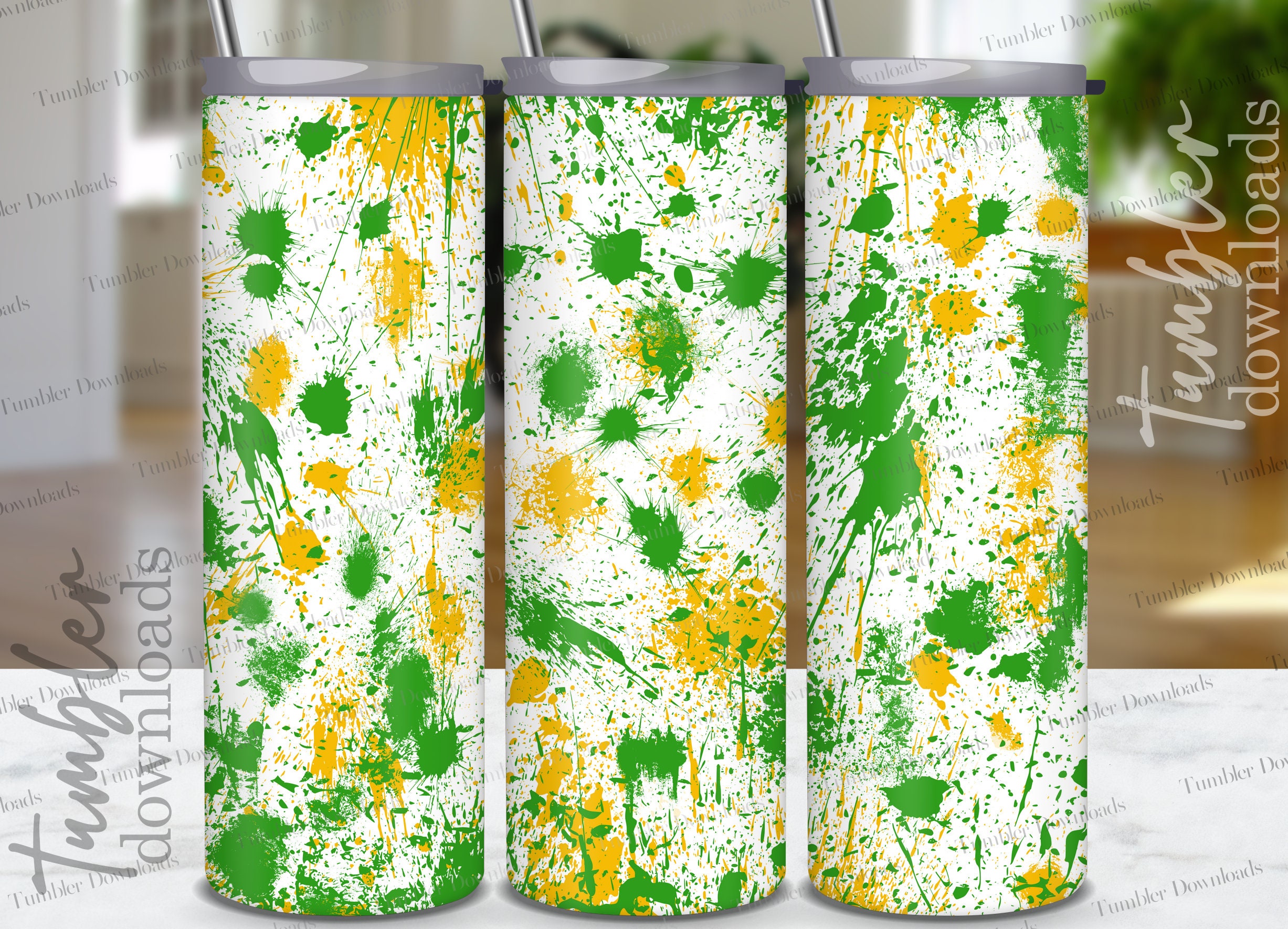 Gold Yellow Lime Green White Powerwash Tumbler 20oz Skinny Tumbler ...