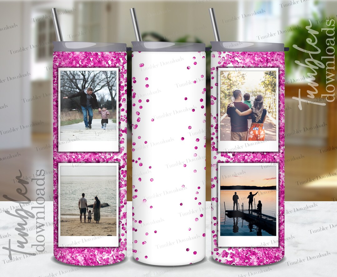 Pink Glitter Photo Frame Tumbler Wrap: Family Collage (PNG Digital ...