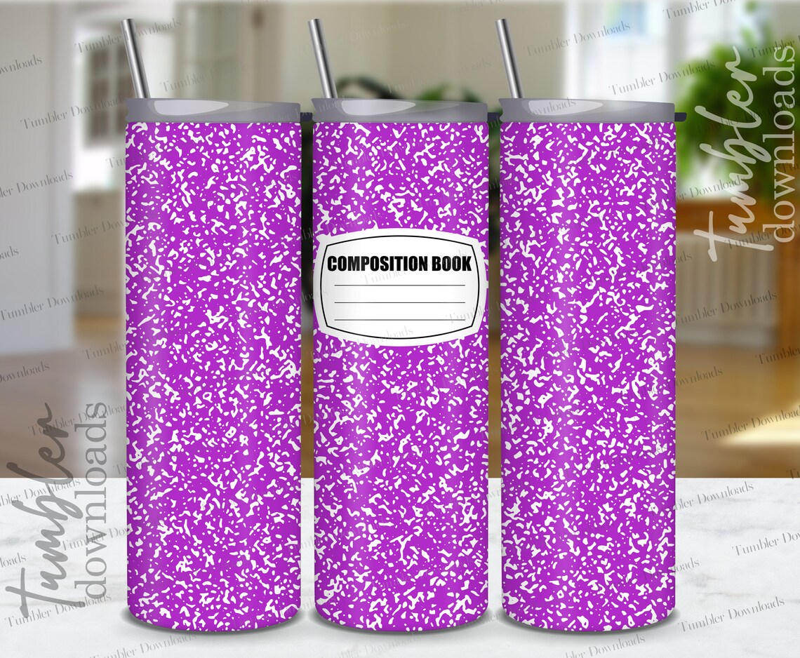 Purple Composition Book Tumbler Wrap PNG, Teacher Student School ...