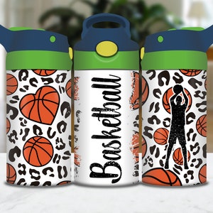 12 Oz Kids Tumbler Wrap PNG, Basketball Tumbler Straight Fliptop Design ...