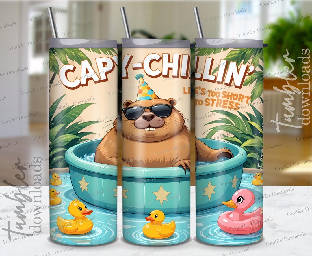 Capybara Tumbler Wrap PNG, Cute Animal Design Sublimation 20oz Skinny ...