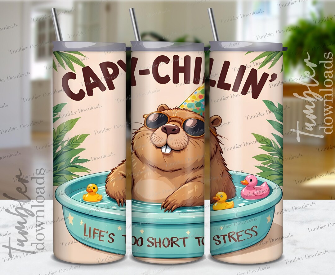 Cute Capybara Tumbler Wrap PNG, Cute Animal Design Sublimation 20oz ...