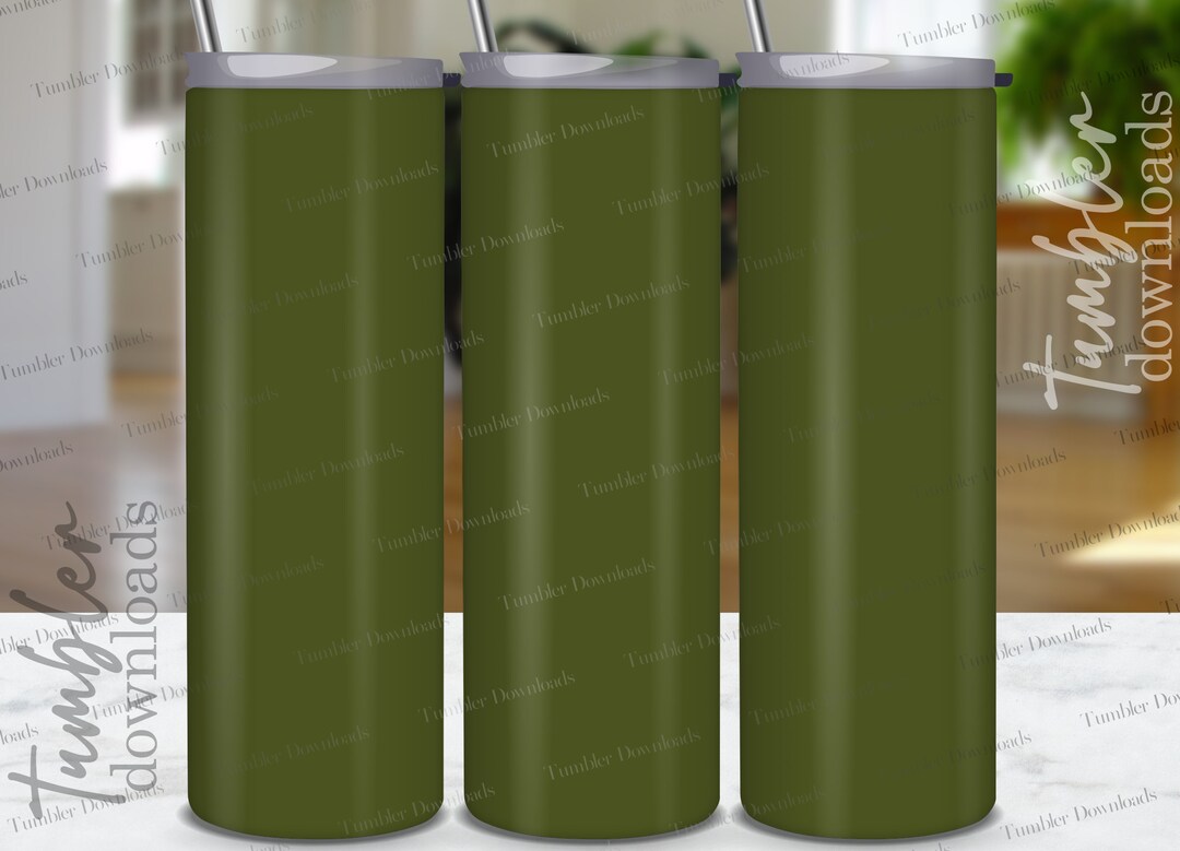 Solid Army Green Tumbler, 20 Oz Plain Green Tumbler Sublimation Design ...