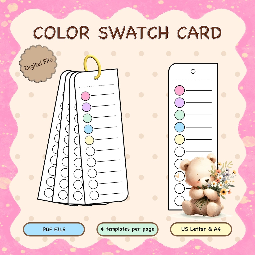 Color Swatch Template, Printable Color Swatch Card, Blank Color Swatch ...