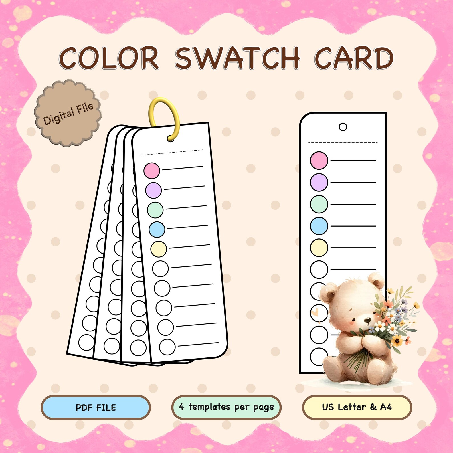 Color Swatch Template, Printable Color Swatch Card, Blank Color Swatch ...