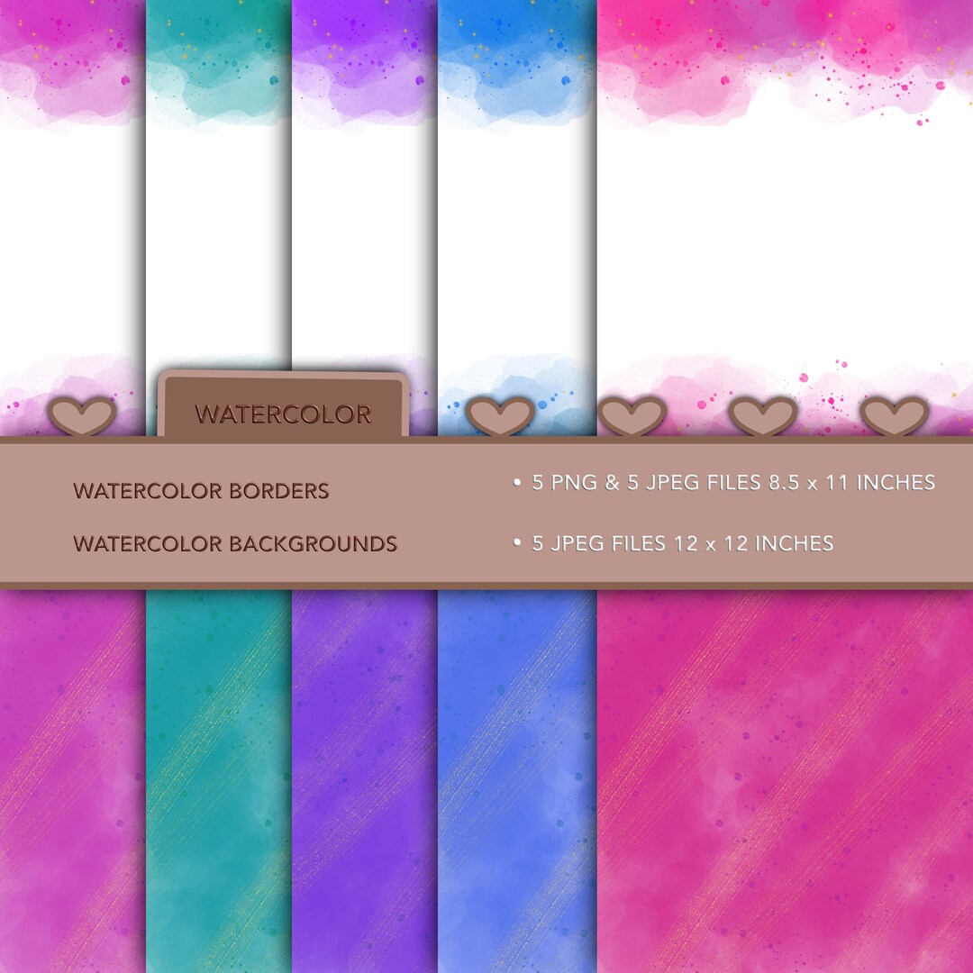 Watercolor Border Design, Colorful Frame Clipart, Abstract Watercolor ...