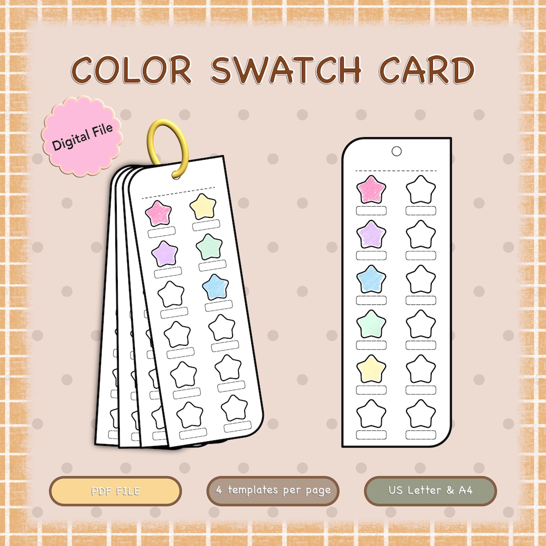 Color Swatch Card, Printable Blank Color Swatch, Marker Color Swatch ...
