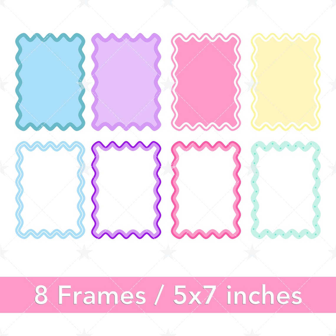 Pastel Wavy Borders Svg Png, Colorful Cute Frames, Wavy Scallop Border ...