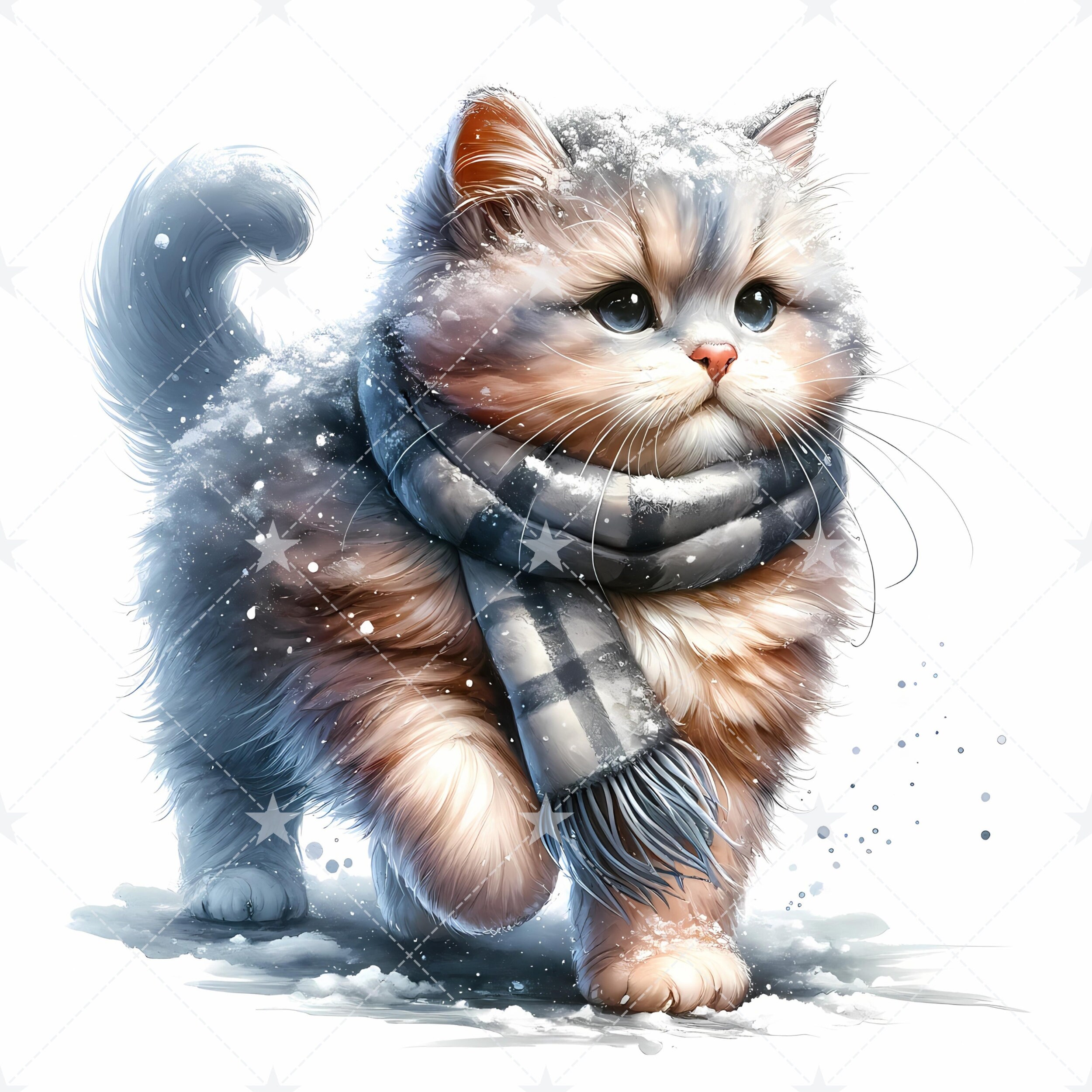 Watercolor Winter Cat Clipart, Cute Snowy Animals (digital Download) - Etsy