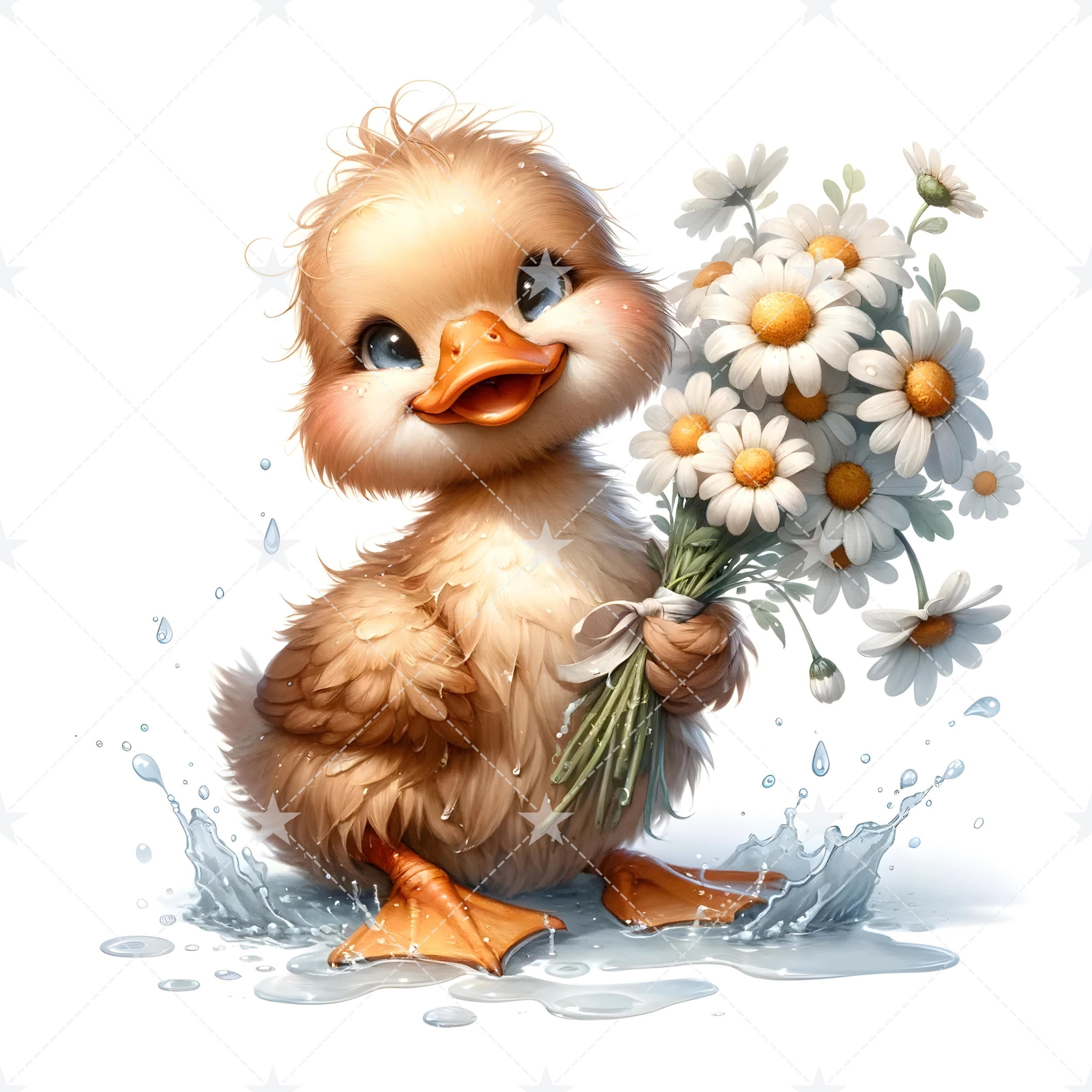 Watercolor Duck Clipart, Cute Duck With Flower, Funny Duck in Water ...