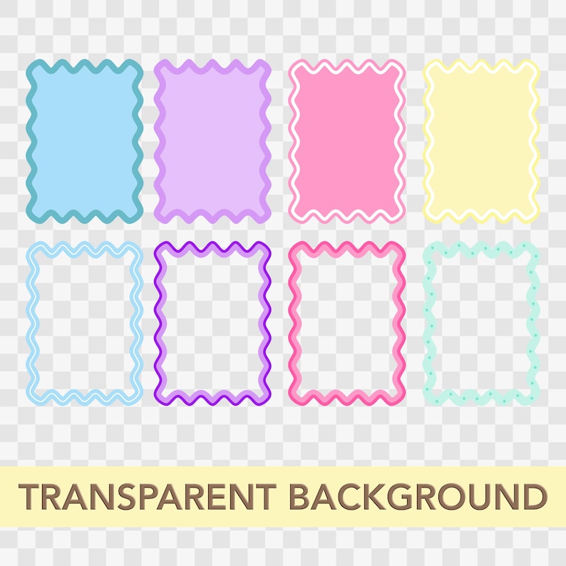 Pastel Wavy Borders Svg Png, Colorful Cute Frames, Wavy Scallop Border ...