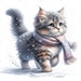 Watercolor Winter Cat Clipart, Cute Snowy Animals (digital Download) - Etsy