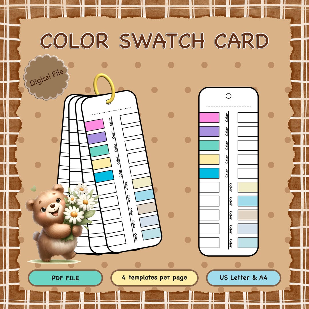 Color Swatch Card, Printable Blank Color Swatch, Marker Color Swatch ...