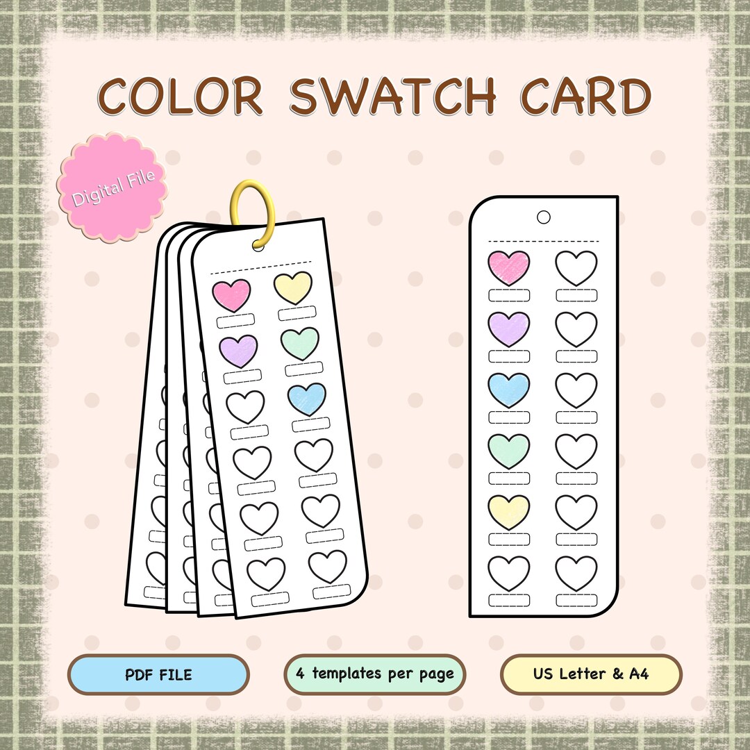 Color Swatch Card, Printable Blank Color Swatch, Marker Color Swatch ...