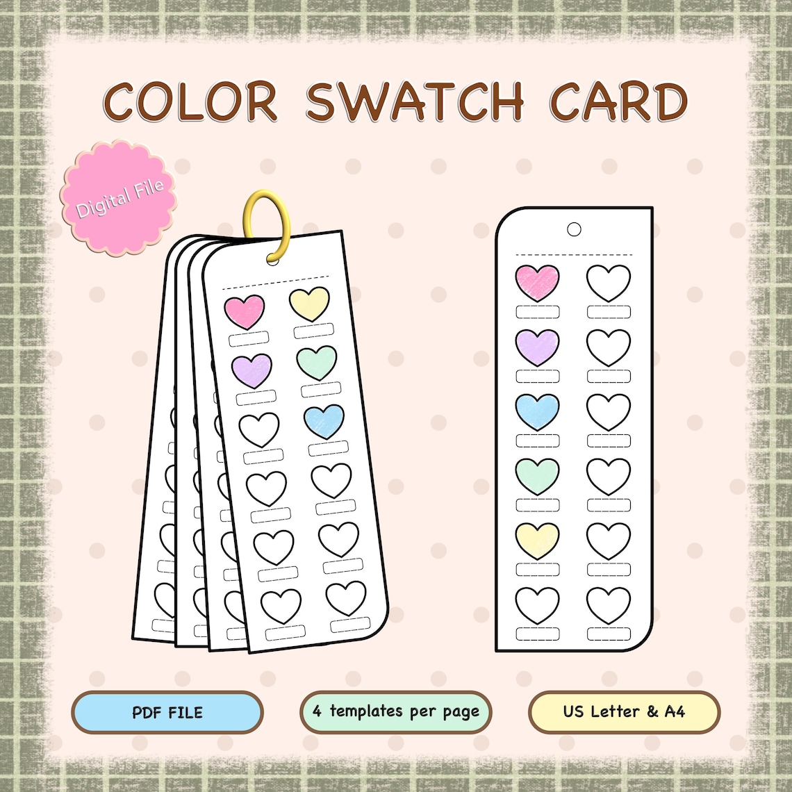 Color Swatch Card, Printable Blank Color Swatch, Marker Color Swatch ...
