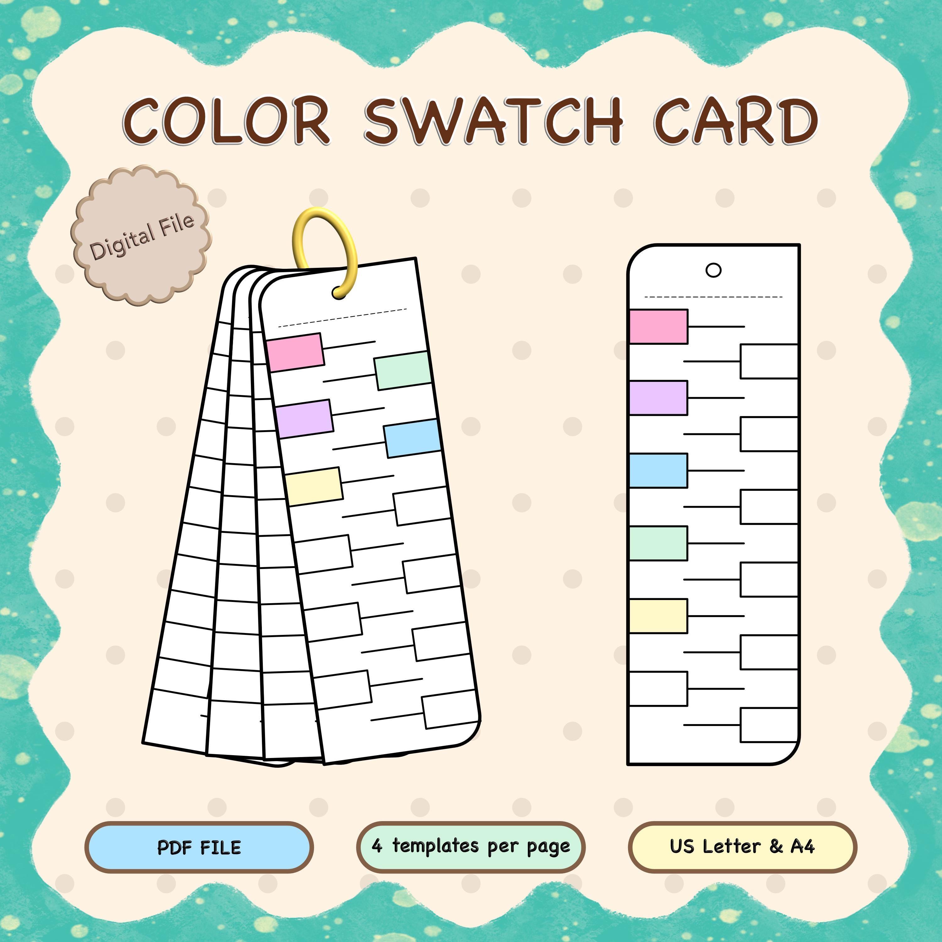 Color Swatch Card, Printable Color Swatch, Marker Color Palette Swatch ...