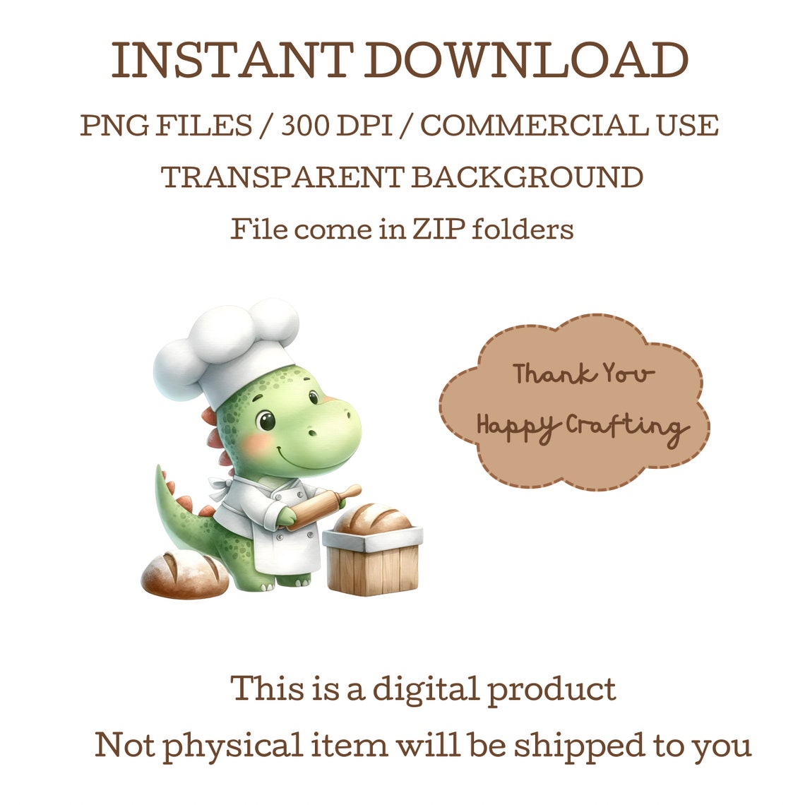 Watercolor Chef Dinosaur Clipart, Dinosaur Cooking, Cute Dinosaur ...