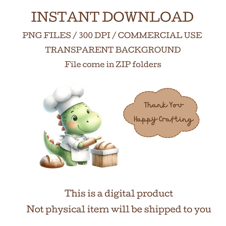 Watercolor Chef Dinosaur Clipart, Dinosaur Cooking, Cute Dinosaur ...