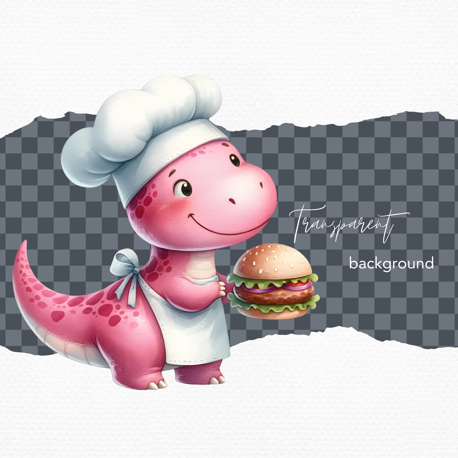 Watercolor Chef Dinosaur Clipart, Dinosaur Cooking, Cute Dinosaur ...