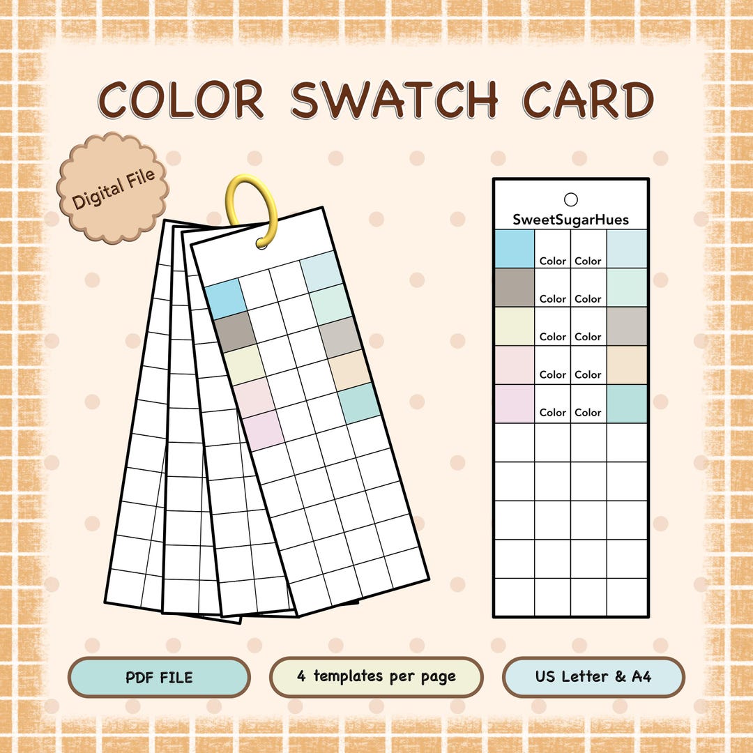 Color Swatch Card, Printable Blank Color Swatch Template, Marker Color ...