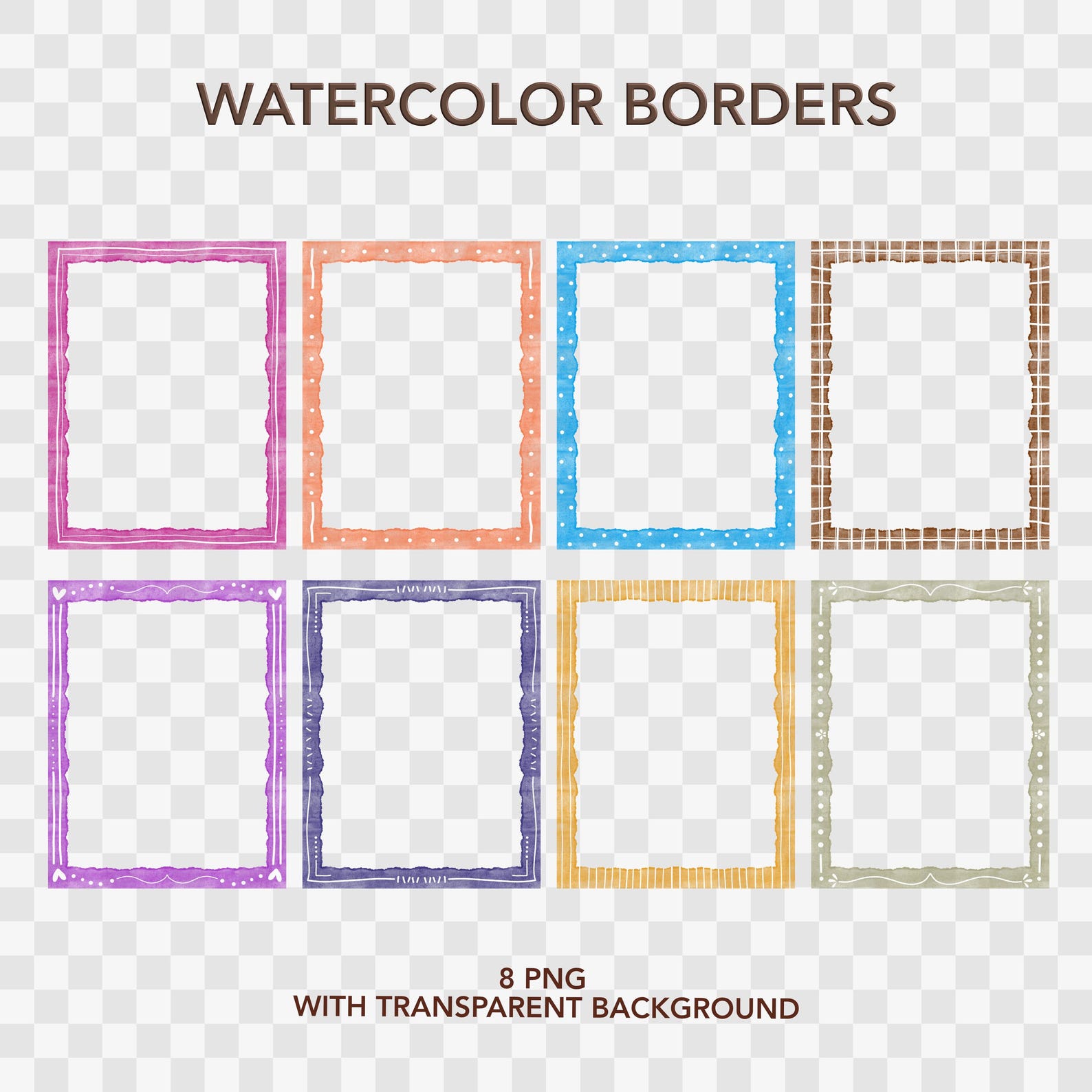 Watercolor Frame Border, Colorful Cute Frame Clipart, Handdrawn Borders ...