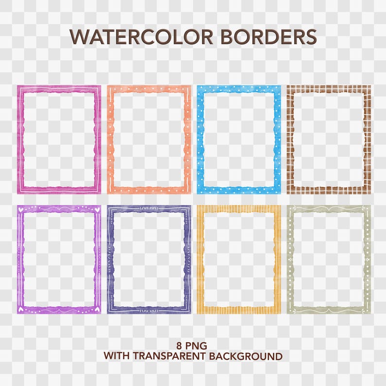 Watercolor Frame Border, Colorful Cute Frame Clipart, Handdrawn Borders ...