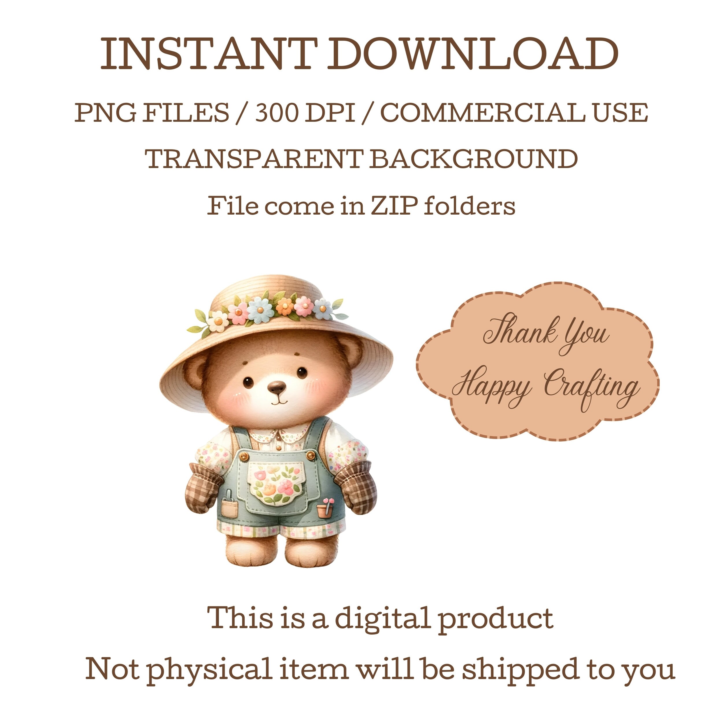 Watercolor Spring Garden Cute Animals Clipart, Bear Cat Mouse Panda ...