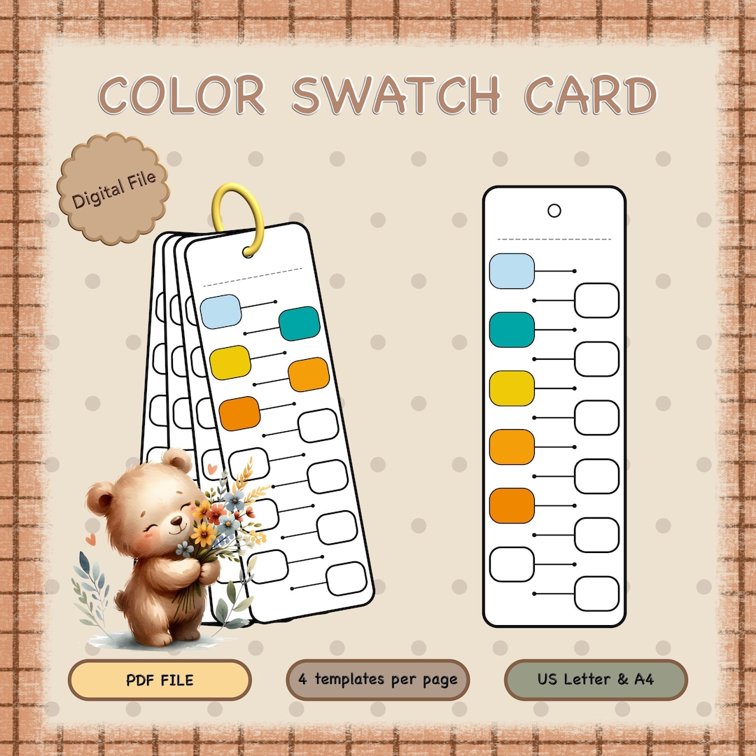 Color Swatch Card, Printable Blank Color Swatch Template, Marker Color ...