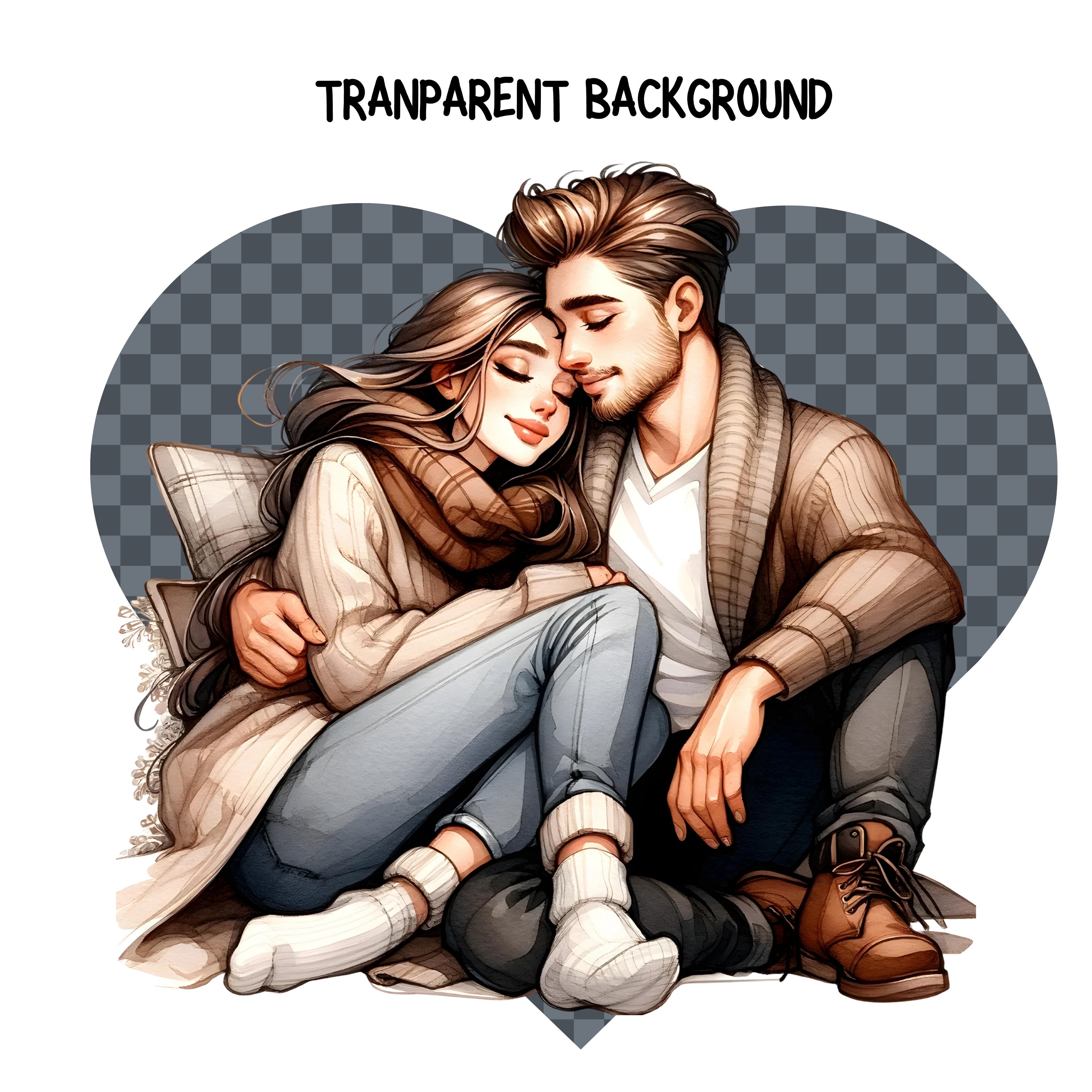 Romantic Couple Clipart Set: Valentine's Day PNG Graphics (digital ...